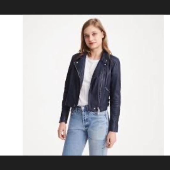 Club Monaco | Jackets & Coats | Club Monaco Biker Jacket In Navy Blue ...